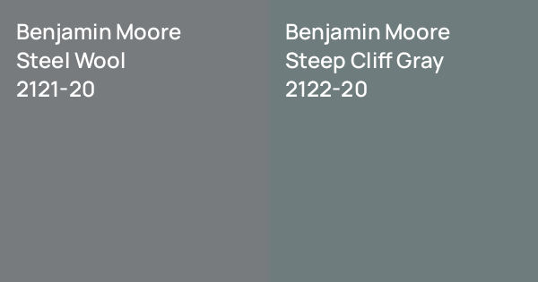 Benjamin Moore Steel Wool vs. Benjamin Moore Steep Cliff Gray comparison