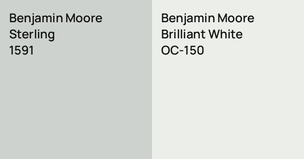 Benjamin Moore Sterling vs. Benjamin Moore Brilliant White comparison