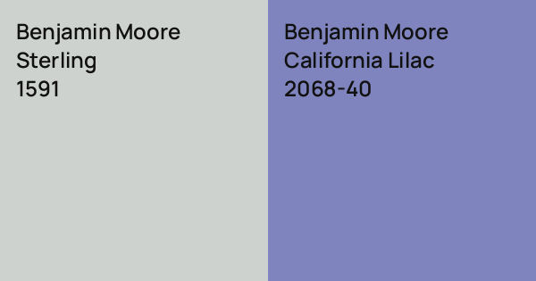 Benjamin Moore Sterling vs. Benjamin Moore California Lilac comparison