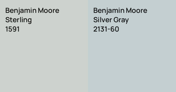 Benjamin Moore Sterling vs. Benjamin Moore Silver Gray comparison
