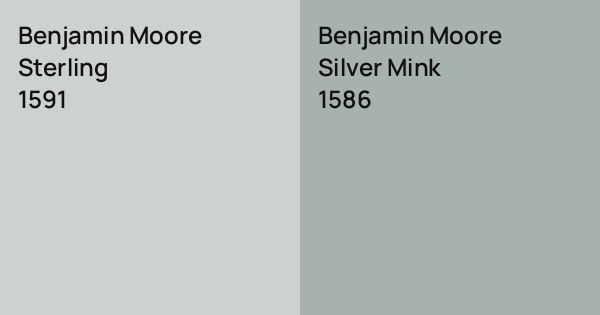Benjamin Moore Sterling vs. Benjamin Moore Silver Mink comparison