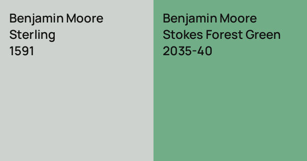 Benjamin Moore Sterling vs. Benjamin Moore Stokes Forest Green comparison