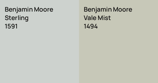 Benjamin Moore Sterling vs. Benjamin Moore Vale Mist comparison