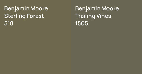 Benjamin Moore Sterling Forest vs. Benjamin Moore Trailing Vines comparison