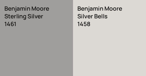Benjamin Moore Sterling Silver vs. Benjamin Moore Silver Bells comparison