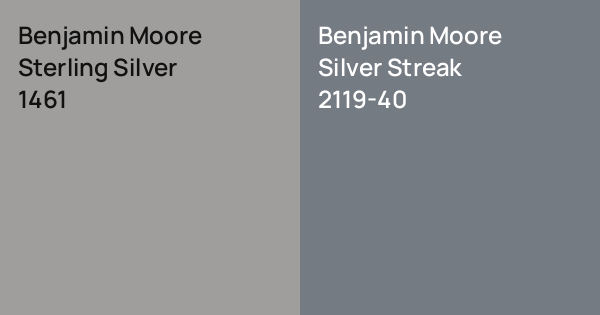 Benjamin Moore Sterling Silver vs. Benjamin Moore Silver Streak comparison