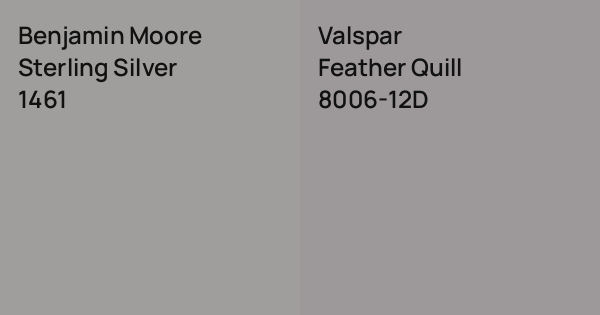 Benjamin Moore Sterling Silver vs. Valspar Feather Quill comparison