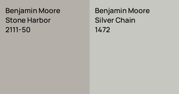 Benjamin Moore Stone Harbor vs. Benjamin Moore Silver Chain comparison