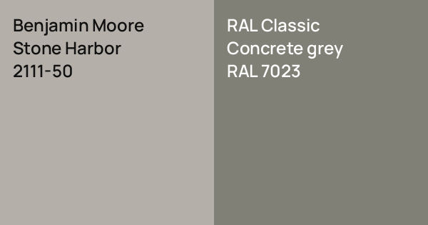 Benjamin Moore Stone Harbor vs. RAL Classic Concrete grey comparison