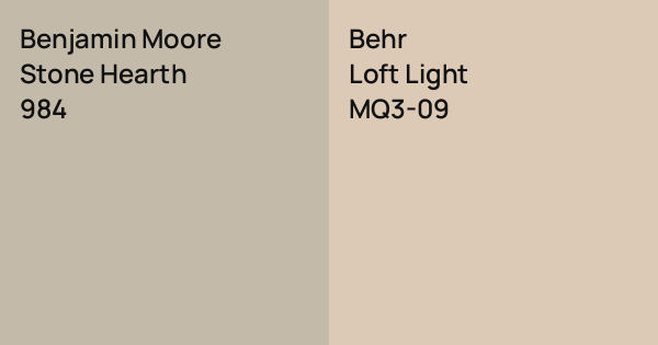 Benjamin Moore Stone Hearth vs. Behr Loft Light comparison