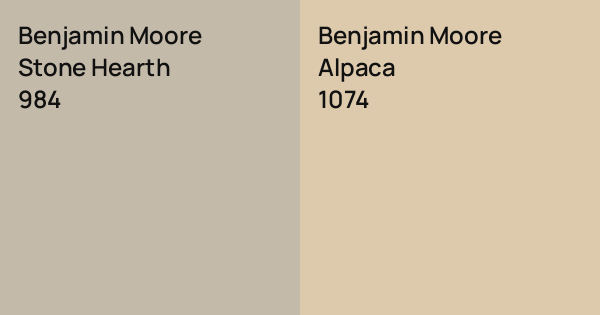 Benjamin Moore Stone Hearth vs. Benjamin Moore Alpaca comparison
