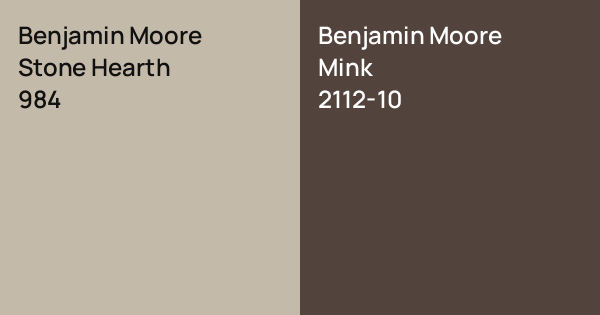 Benjamin Moore Stone Hearth vs. Benjamin Moore Mink comparison