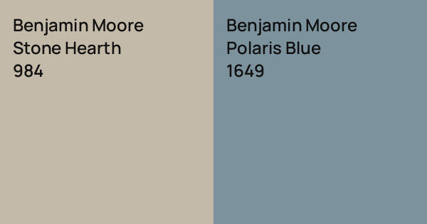 Benjamin Moore Stone Hearth vs. Benjamin Moore Polaris Blue comparison