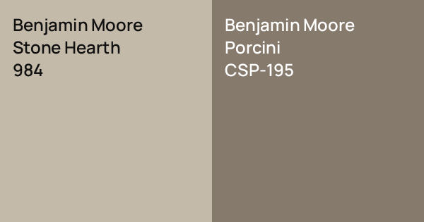 Benjamin Moore Stone Hearth vs. Benjamin Moore Porcini comparison
