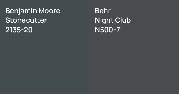 Benjamin Moore Stonecutter vs. Behr Night Club comparison