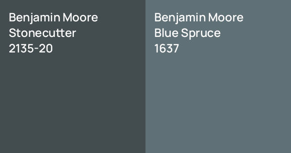 Benjamin Moore Stonecutter vs. Benjamin Moore Blue Spruce comparison