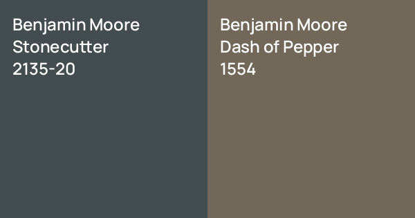 Benjamin Moore Stonecutter vs. Benjamin Moore Dash of Pepper comparison