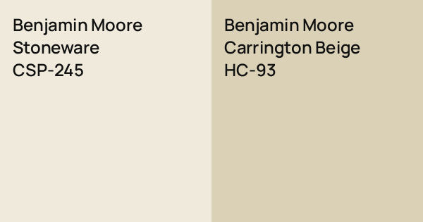 Benjamin Moore Stoneware Vs Benjamin Moore Carrington Beige Comparison