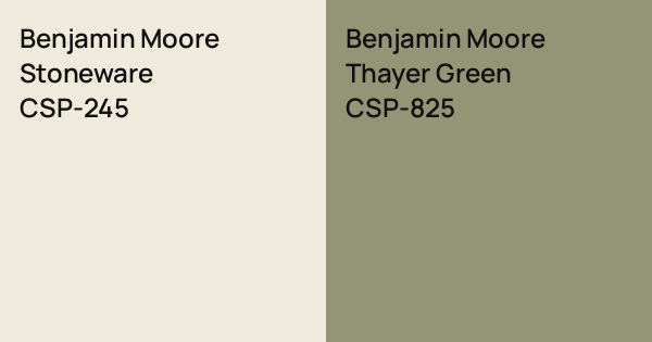 Benjamin Moore Stoneware vs. Benjamin Moore Thayer Green comparison