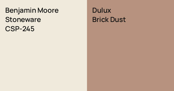 Benjamin Moore Stoneware vs. Dulux Brick Dust comparison