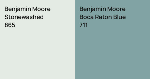 Benjamin Moore Stonewashed vs. Benjamin Moore Boca Raton Blue comparison