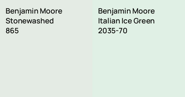 Benjamin Moore Stonewashed vs. Benjamin Moore Italian Ice Green comparison