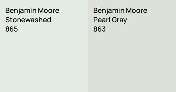 Benjamin Moore Stonewashed vs. Benjamin Moore Pearl Gray comparison