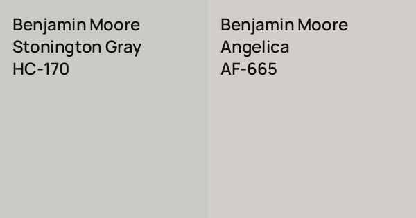 Benjamin Moore Stonington Gray vs. Benjamin Moore Angelica comparison