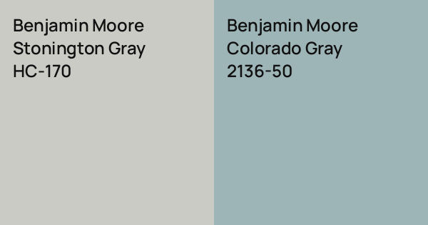 Benjamin Moore Stonington Gray vs. Benjamin Moore Colorado Gray comparison