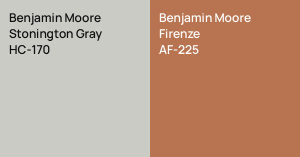 Benjamin Moore Stonington Gray vs. Benjamin Moore Firenze comparison