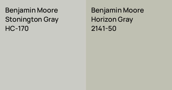 Benjamin Moore Stonington Gray vs. Benjamin Moore Horizon Gray comparison