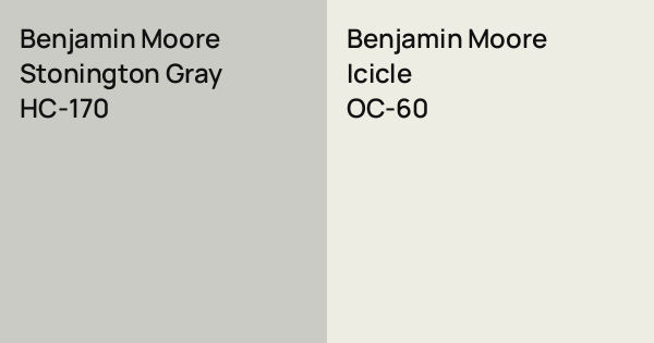 Benjamin Moore Stonington Gray vs. Benjamin Moore Icicle comparison