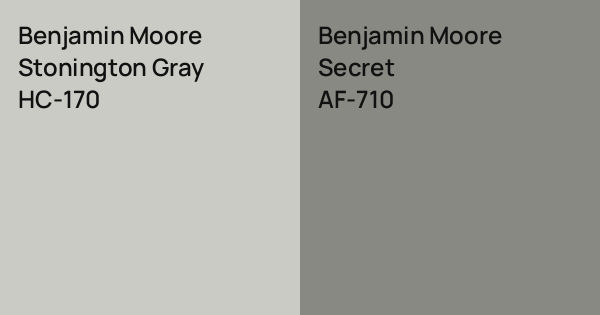 Benjamin Moore Stonington Gray vs. Benjamin Moore Secret comparison