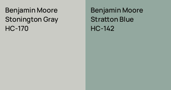 Benjamin Moore Stonington Gray vs. Benjamin Moore Stratton Blue comparison