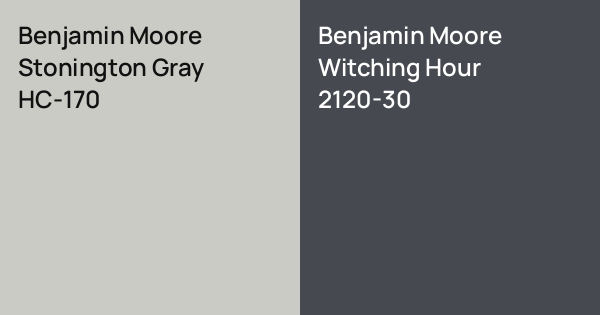 Benjamin Moore Stonington Gray vs. Benjamin Moore Witching Hour comparison