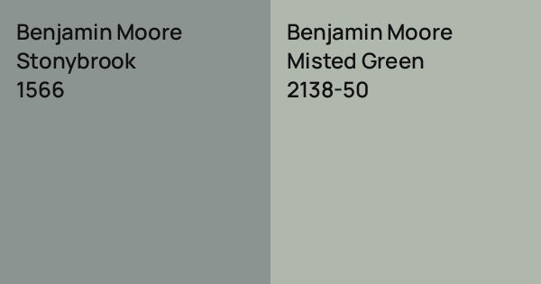 Benjamin Moore Stonybrook vs. Benjamin Moore Misted Green comparison