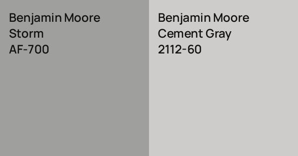 Benjamin Moore Storm vs. Benjamin Moore Cement Gray comparison