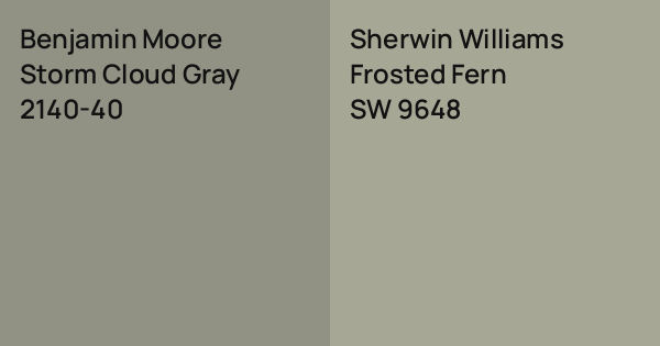 Benjamin Moore Storm Cloud Gray vs. Sherwin Williams Frosted Fern ...
