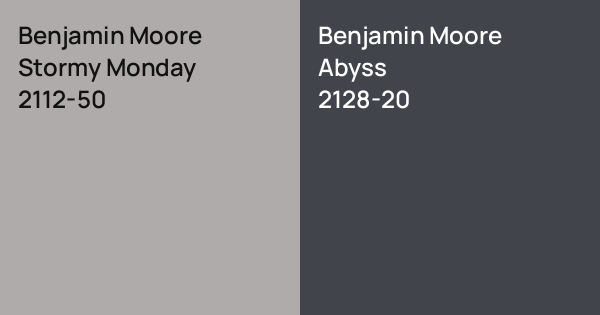 Benjamin Moore Stormy Monday vs. Benjamin Moore Abyss comparison