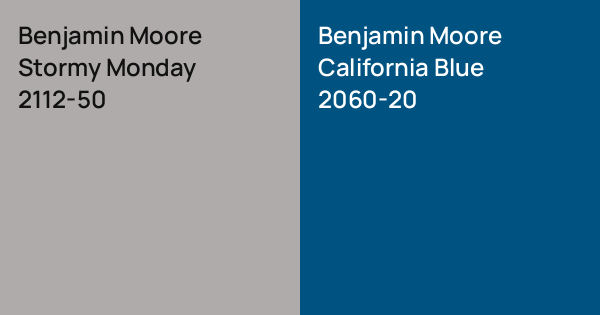 Benjamin Moore Stormy Monday vs. Benjamin Moore California Blue comparison