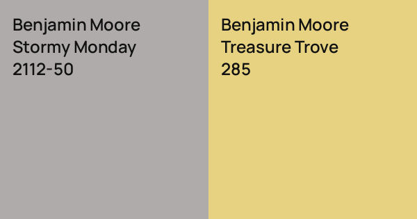 Benjamin Moore Stormy Monday vs. Benjamin Moore Treasure Trove comparison