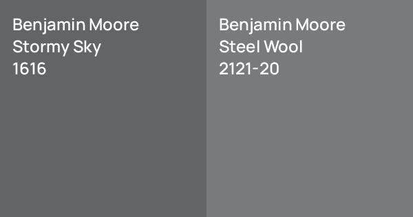 Benjamin Moore Stormy Sky vs. Benjamin Moore Steel Wool comparison