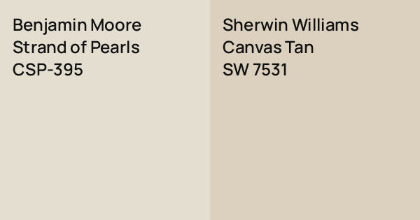 Benjamin Moore Strand of Pearls vs. Sherwin Williams Canvas Tan comparison