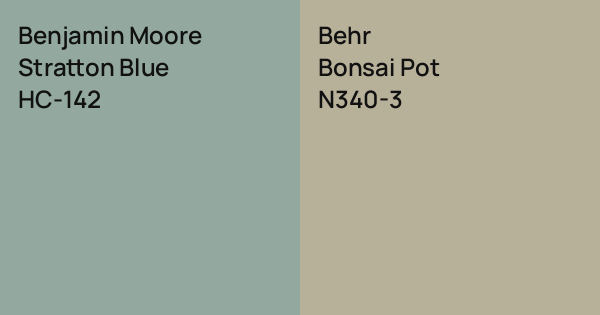Benjamin Moore Stratton Blue vs. Behr Bonsai Pot comparison