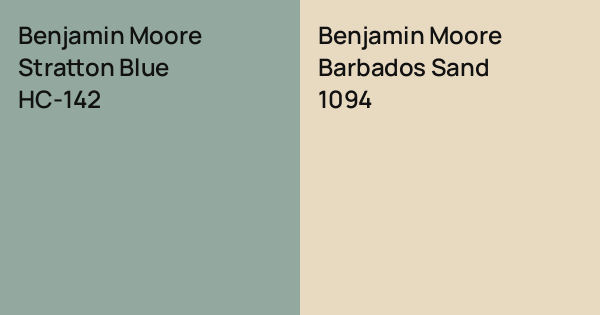 Benjamin Moore Stratton Blue vs. Benjamin Moore Barbados Sand comparison