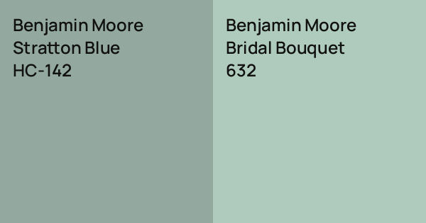 Benjamin Moore Stratton Blue vs. Benjamin Moore Bridal Bouquet comparison