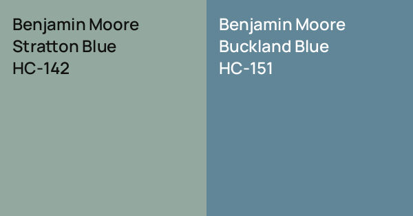 Benjamin Moore Stratton Blue vs. Benjamin Moore Buckland Blue comparison