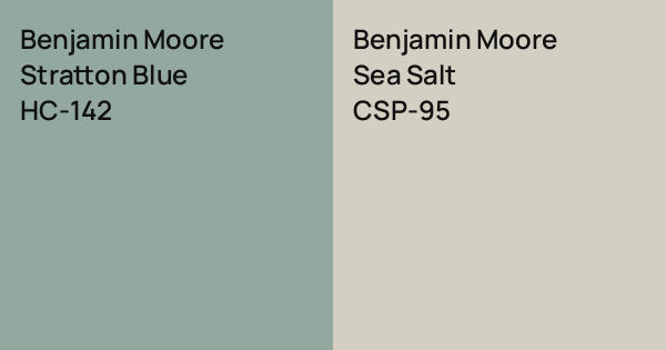 Benjamin Moore Stratton Blue vs. Benjamin Moore Sea Salt comparison