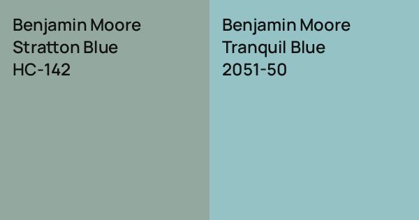 Benjamin Moore Stratton Blue vs. Benjamin Moore Tranquil Blue comparison