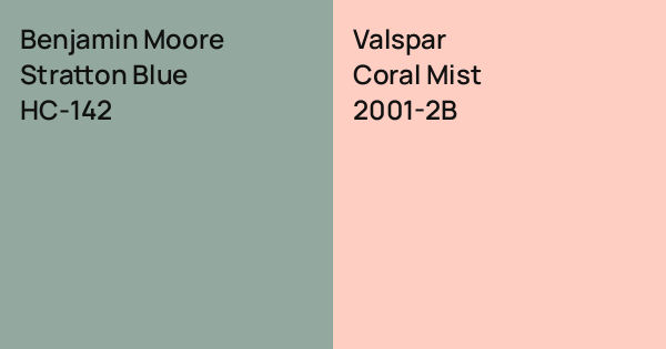 Benjamin Moore Stratton Blue vs. Valspar Coral Mist comparison